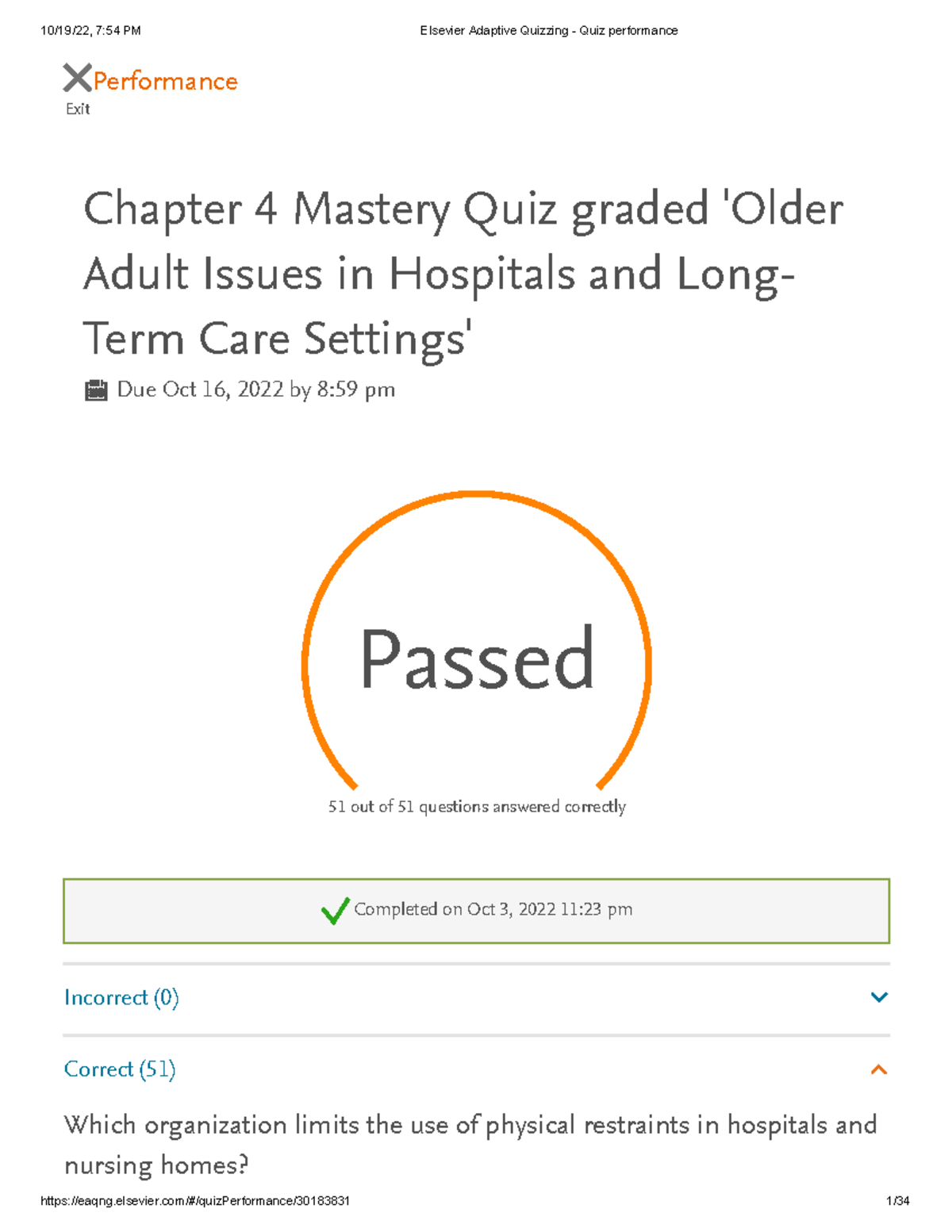 Ch 4 Mastery EAQ Quiz performance - Exit Performance Chapter 4 Mastery ...