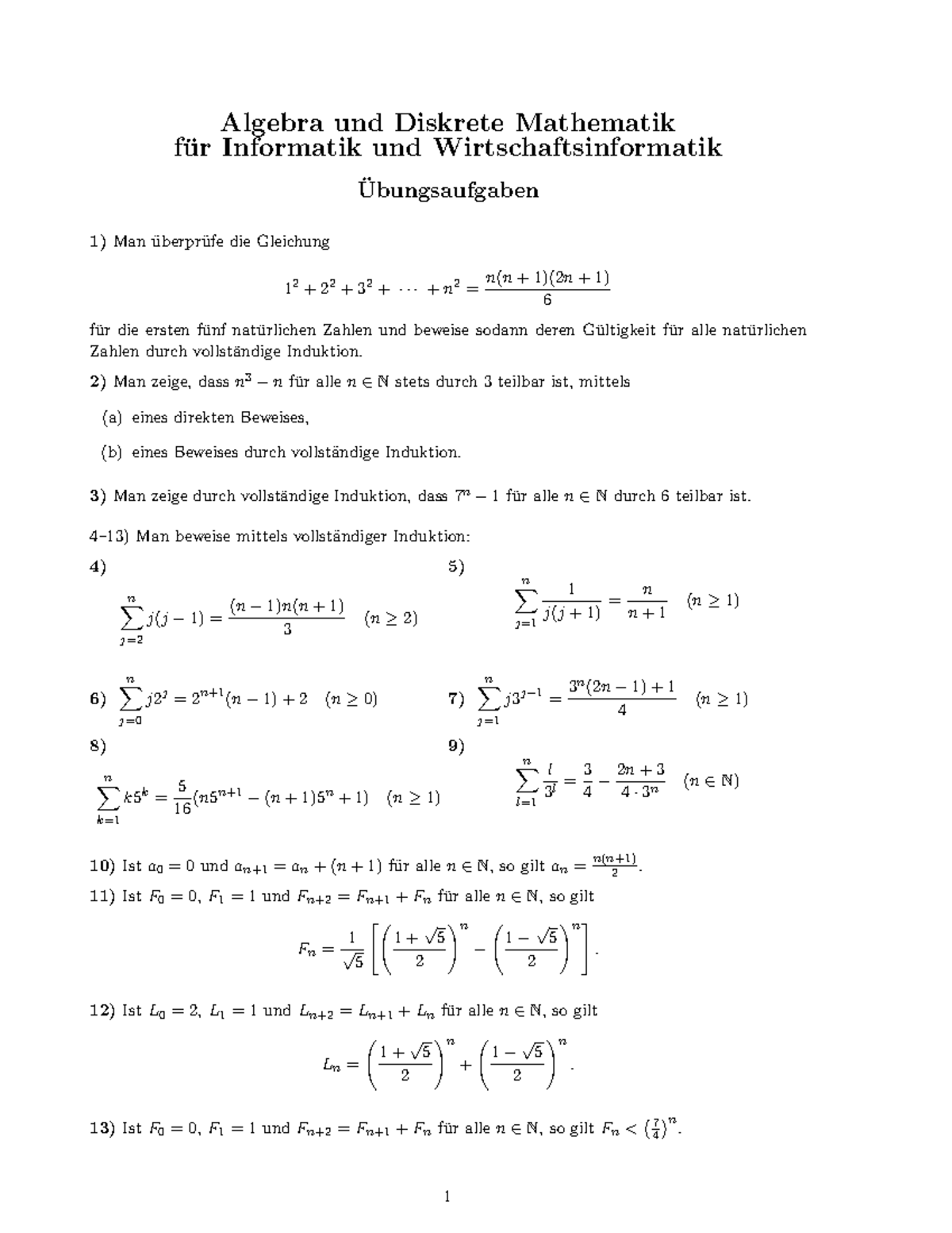 Übungssammlung ADM 2021W - Algebra und Diskrete Mathematik f ̈ ur ...