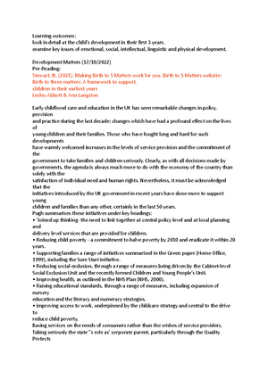 Development matters - Learning outcomes: look in detail at the child’s ...