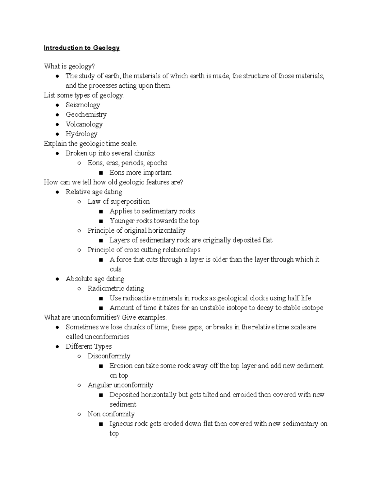 Geology Overview - Lecture notes 1-10 - Introduction to Geology What is ...