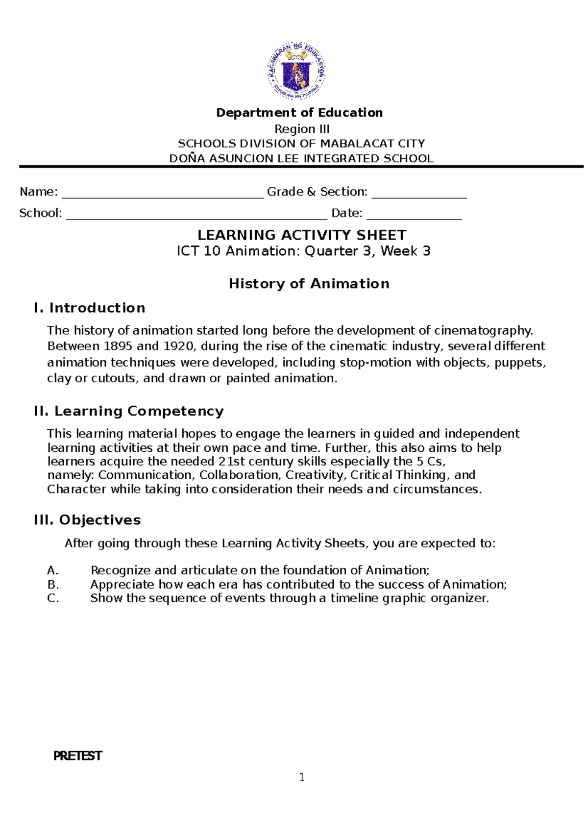 ICT 10 Animation Q3 Week 3 - Department of Education Region III SCHOOLS ...
