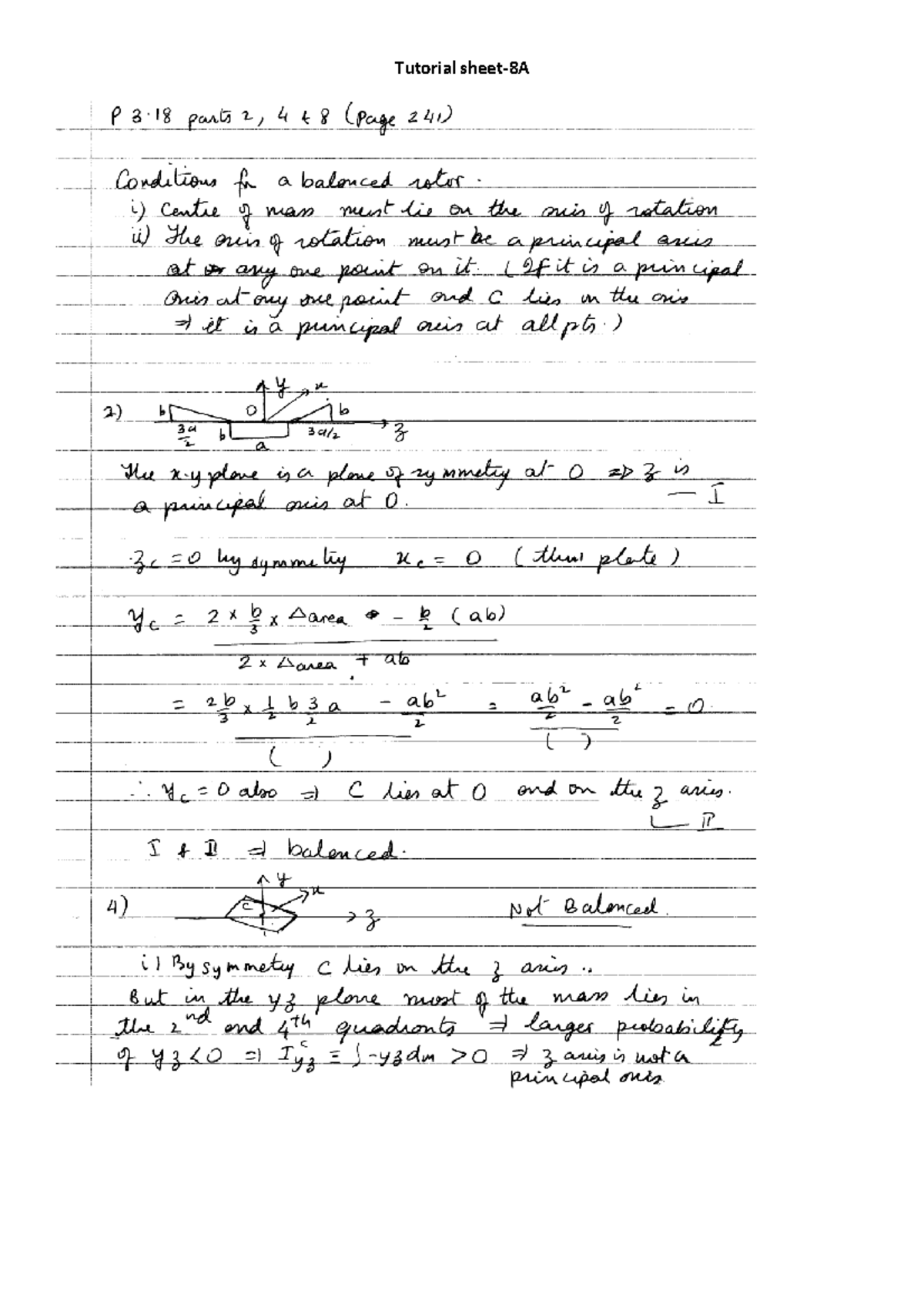 Tutorial 8A Sol - tut - Physics Mechanics - Tutorial sheet-8A - Studocu