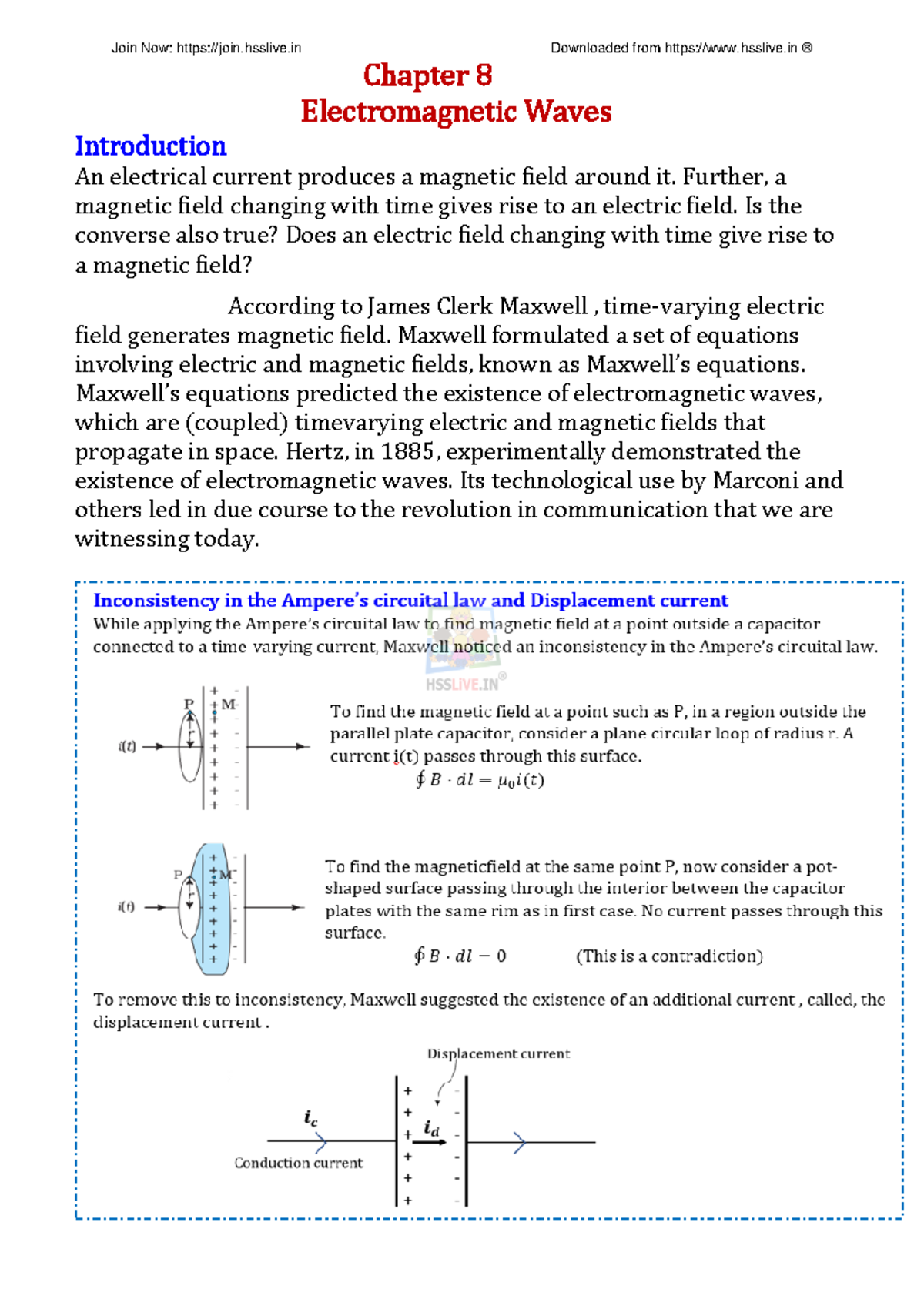 Hsslive Plus two Chapter 8 -2024-1 - Chapter 8 Electromagnetic Waves ...