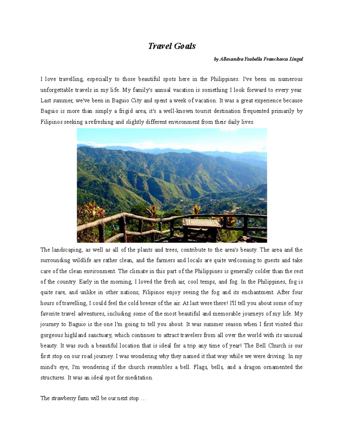 Blog 4 - Grade: 100 - Travel Goals by Allexandra Ysabella Franchesca ...