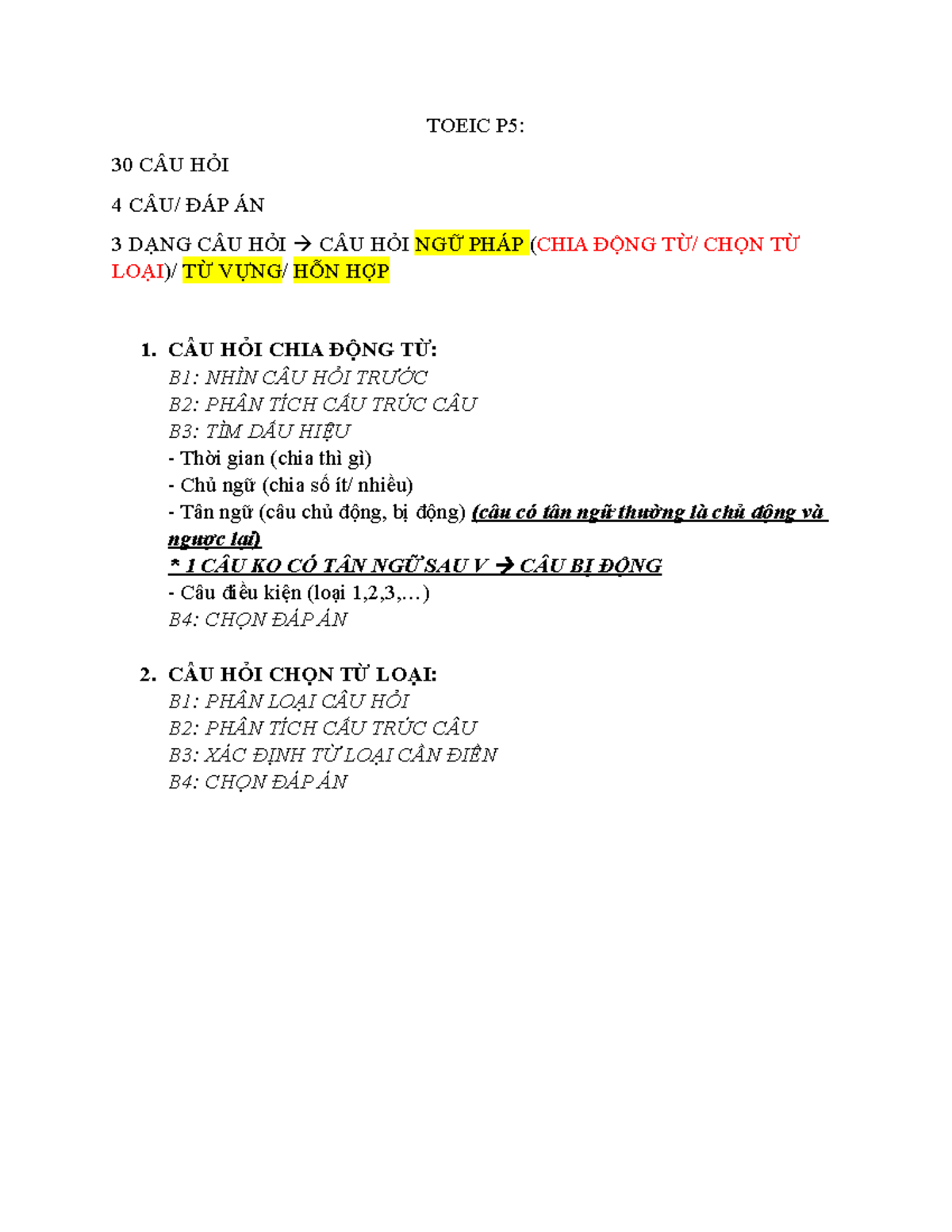 Toeic P5 - aggggg - TOEIC P5: 30 CÂU HỎI 4 CÂU/ ĐÁP ÁN 3 DẠNG CÂU HỎI ...