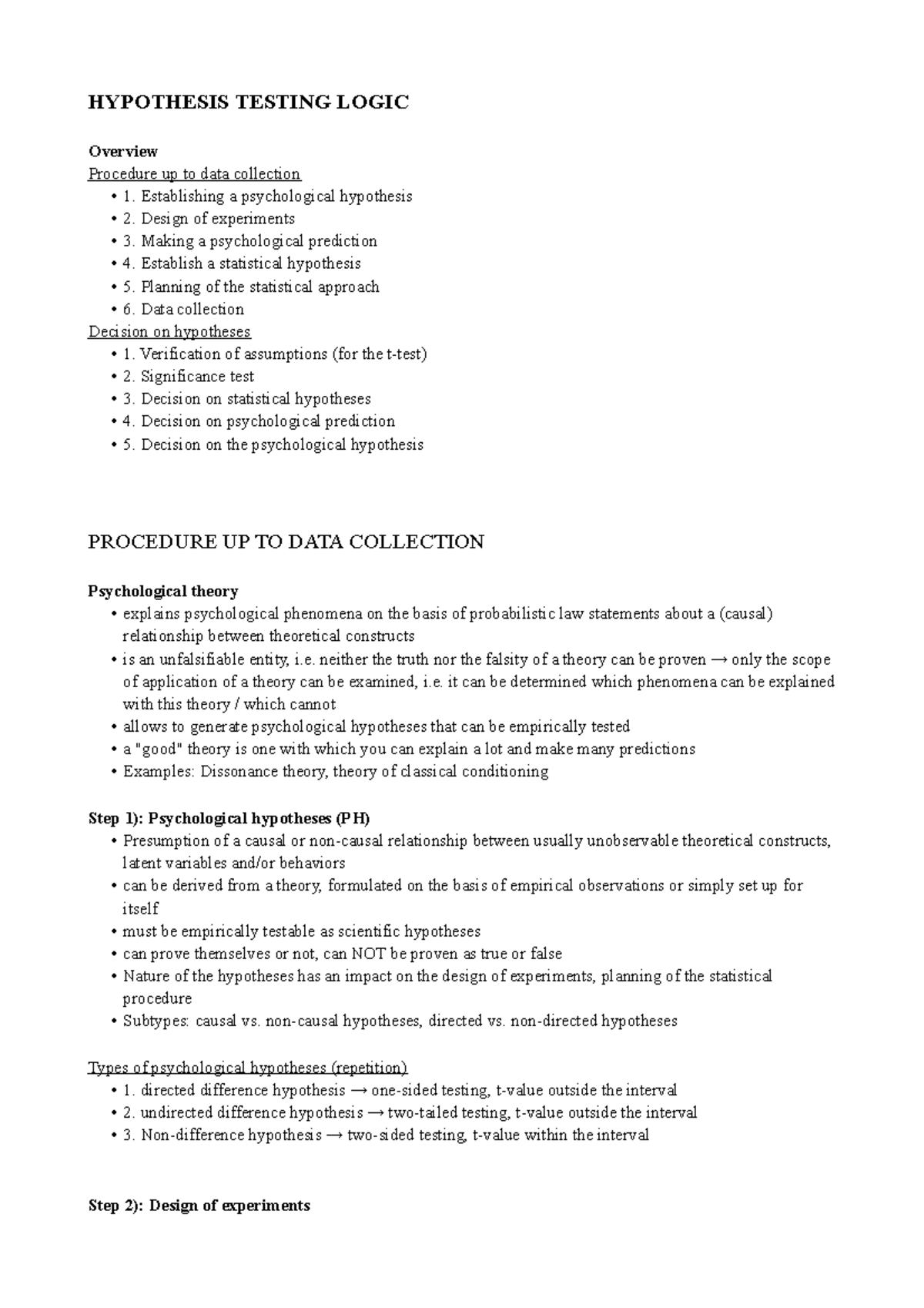 Statistics summary 10: Data collection and statistical testing ...