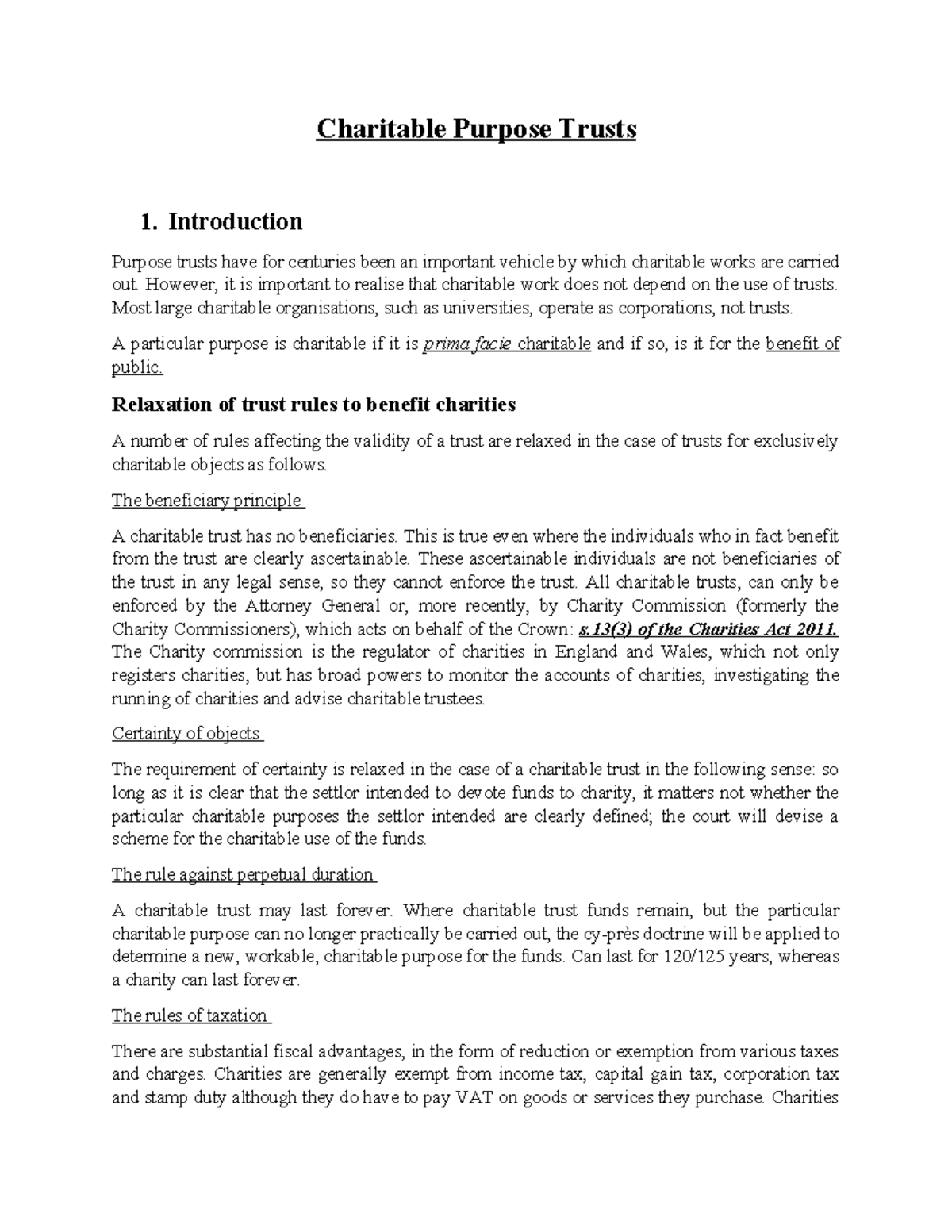 Charitable Purpose Trusts - Introduction Purpose trusts have for ...