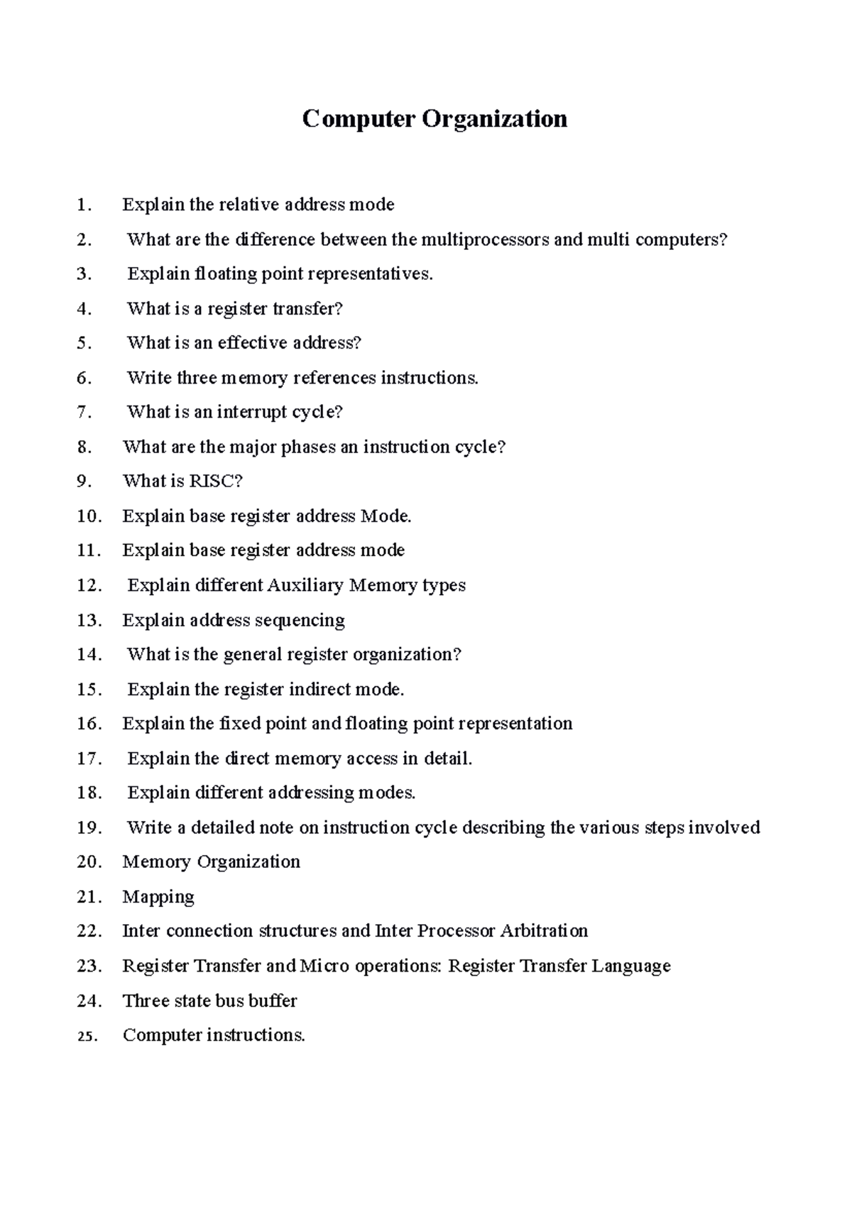 Co - Important questions of computer organisation - Computer ...