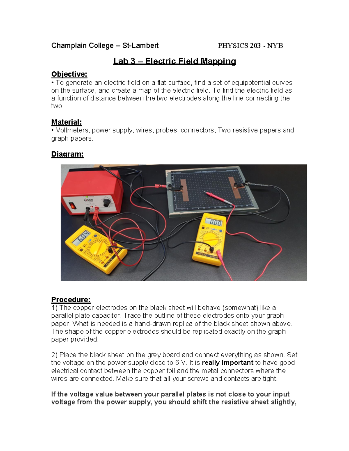 Lab 3 - Champlain College – St-Lambert PHYSICS 203 - NYB Lab 3 ...