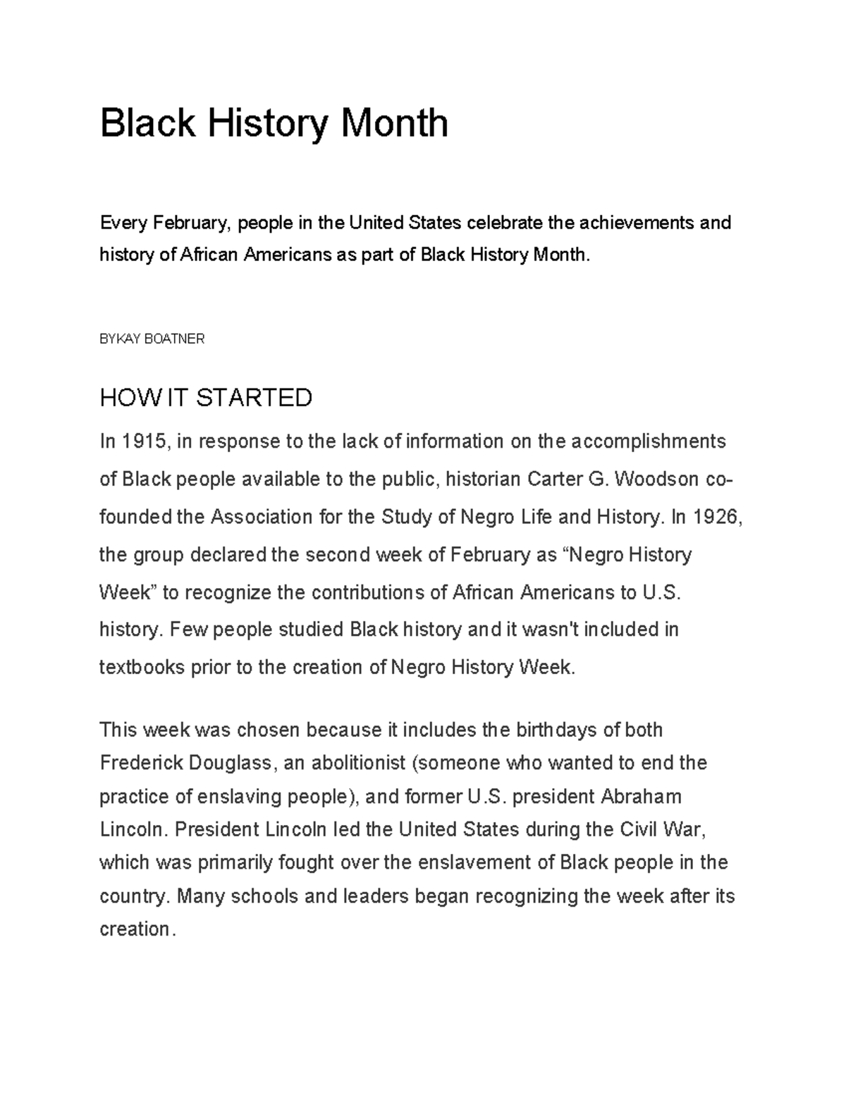 black history month - Black History Month Every February, people in the ...