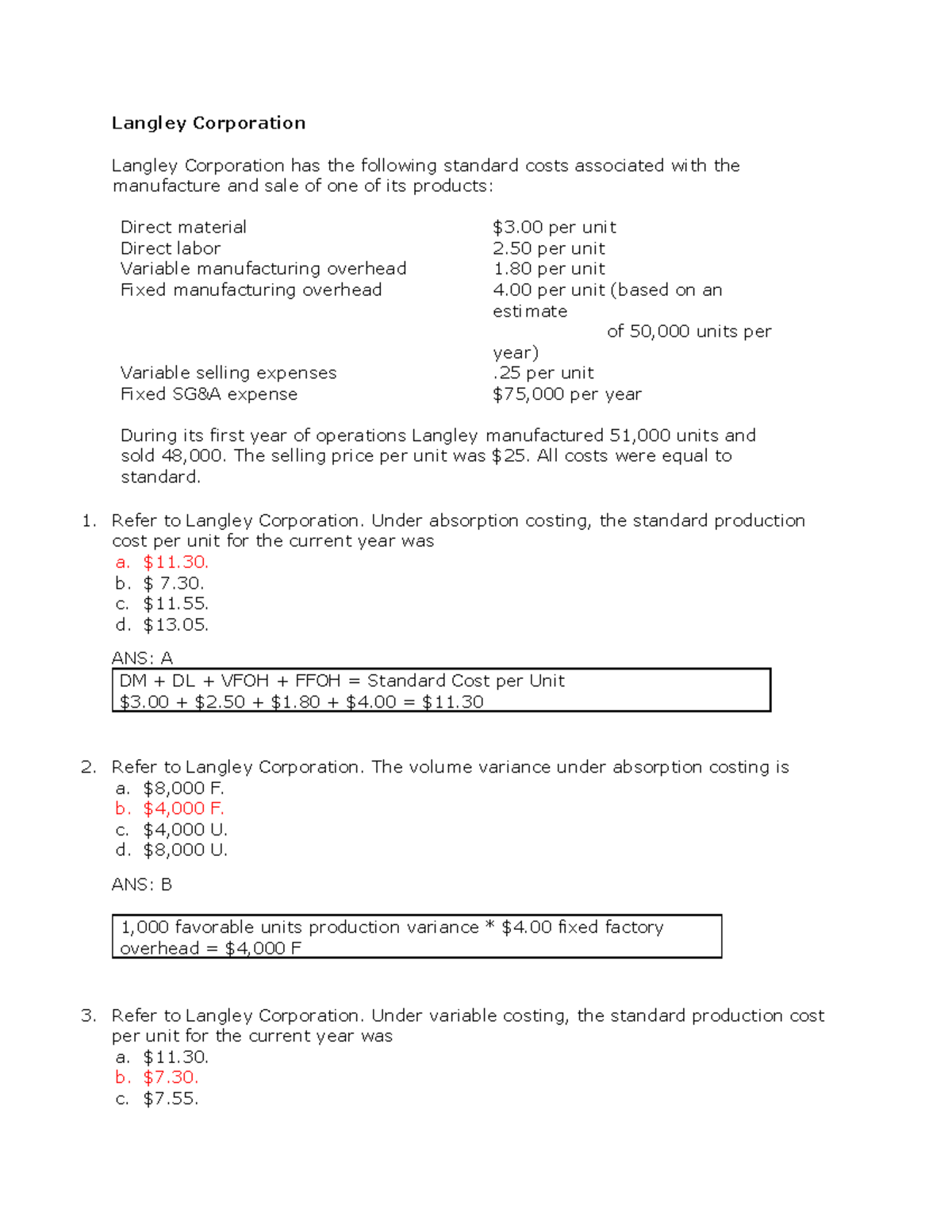 MAS Sample Questions with Solutions - Langley Corporation Langley ...