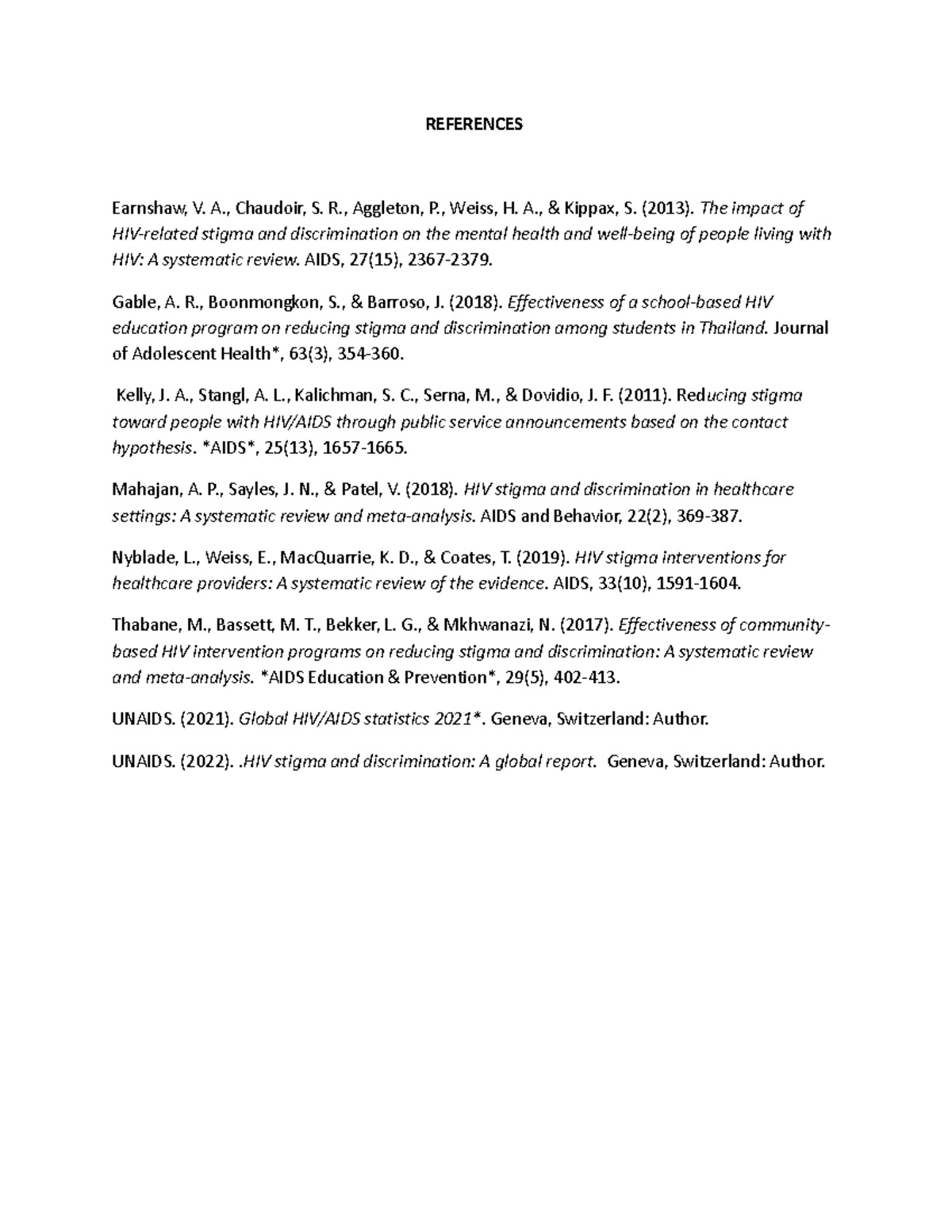 References-WPS Office - REFERENCES Earnshaw, V. A., Chaudoir, S. R ...