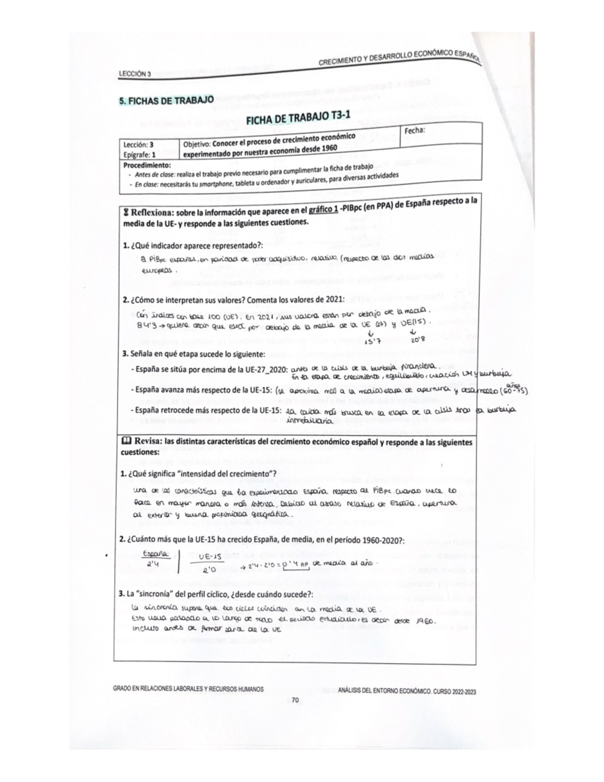 T3-1 - ficha 1 del tema 3 hecha - Análisis Del Entorno Económico - Studocu