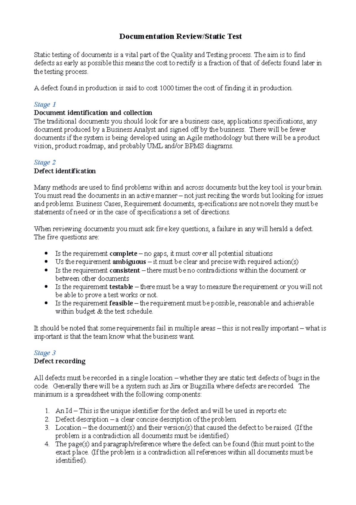 Static Document Testing Process Documentation Reviewstatic Test Static Testing Of Documents 0700
