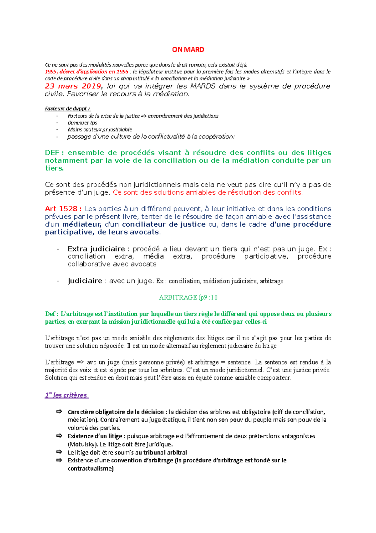 Fiche de révision MARD - ON MARD Ce ne sont pas des modalités nouvelles ...