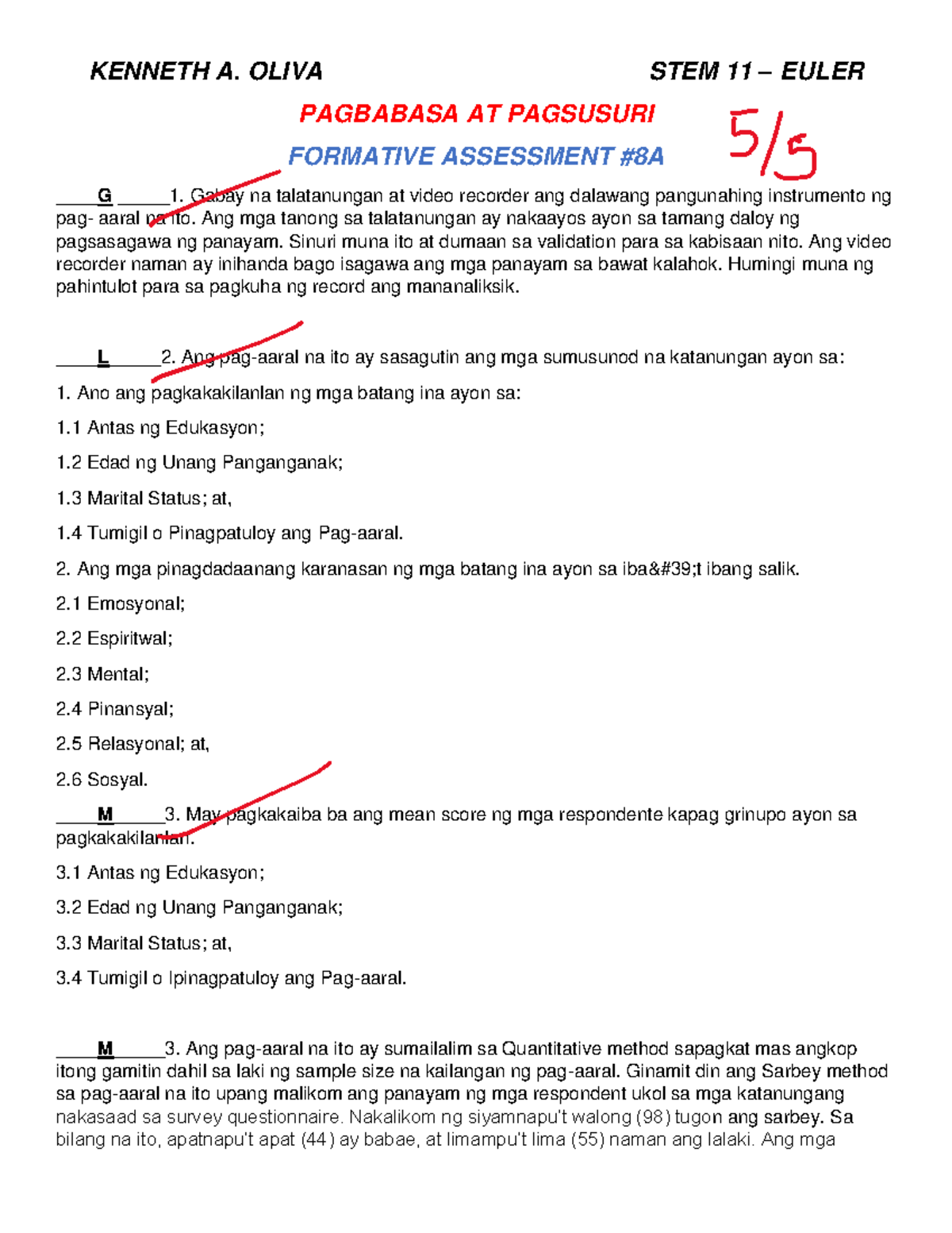 Pagbabasa AT Pagsusuri FA#1 - KENNETH A. OLIVA STEM 11 – EULER ...