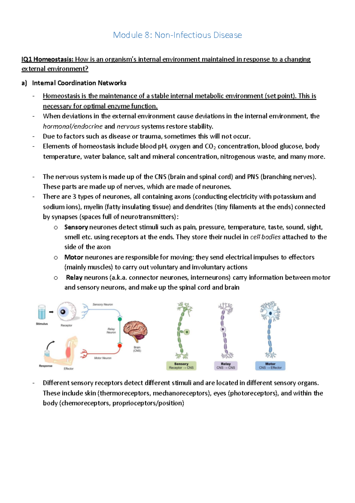 Non-Infectious Disease Notes - Module 8: Non-Infectious Disease IQ1 ...