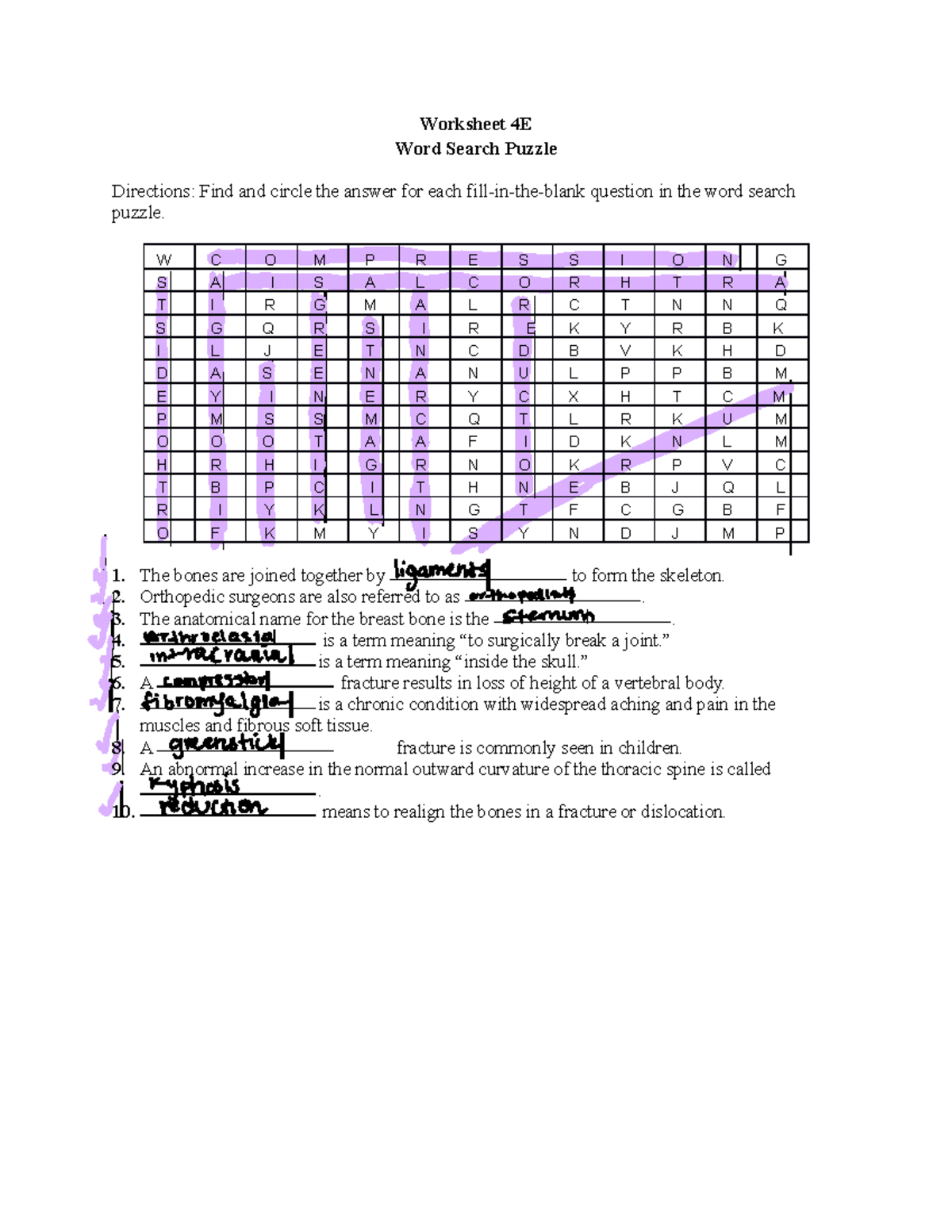 Worksheet 4E and 4F - word search study material. - Worksheet 4E Word ...