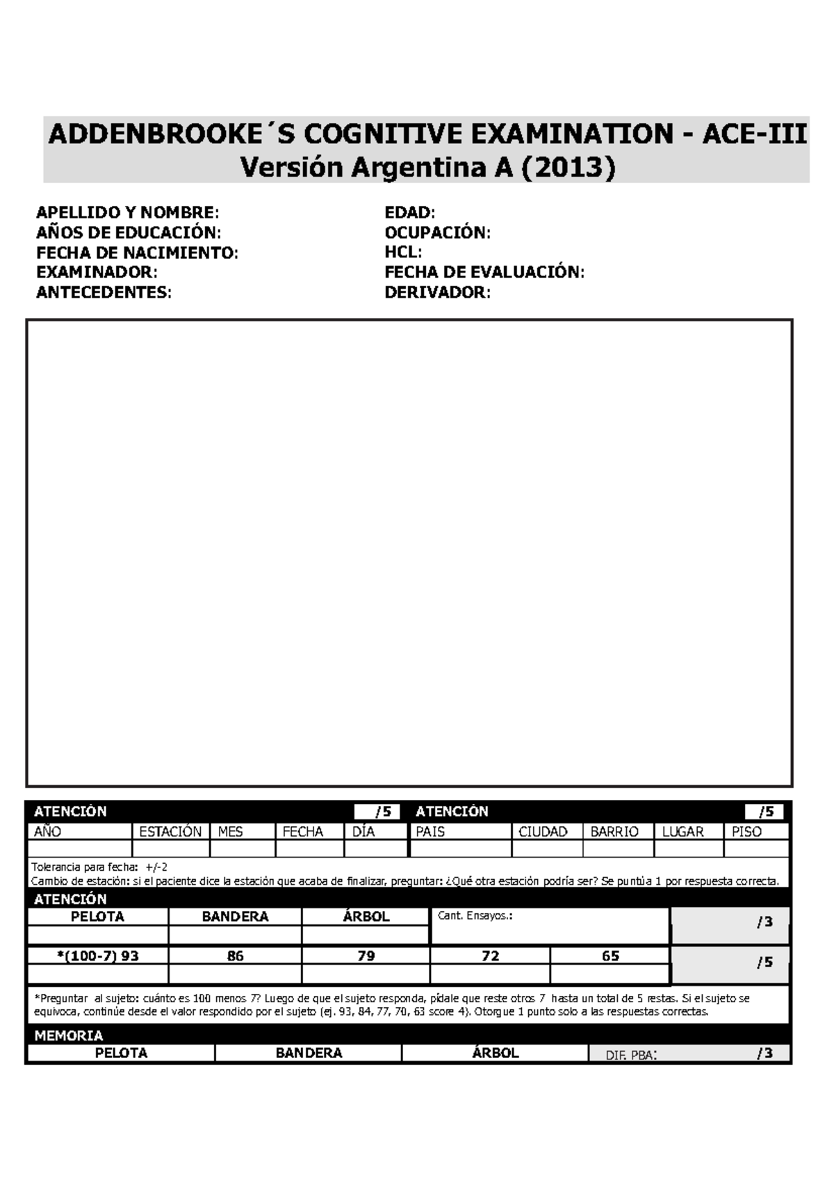 ACE-III-protocolo - Protocolo intervención - ADDENBROOKE ́S COGNITIVE ...