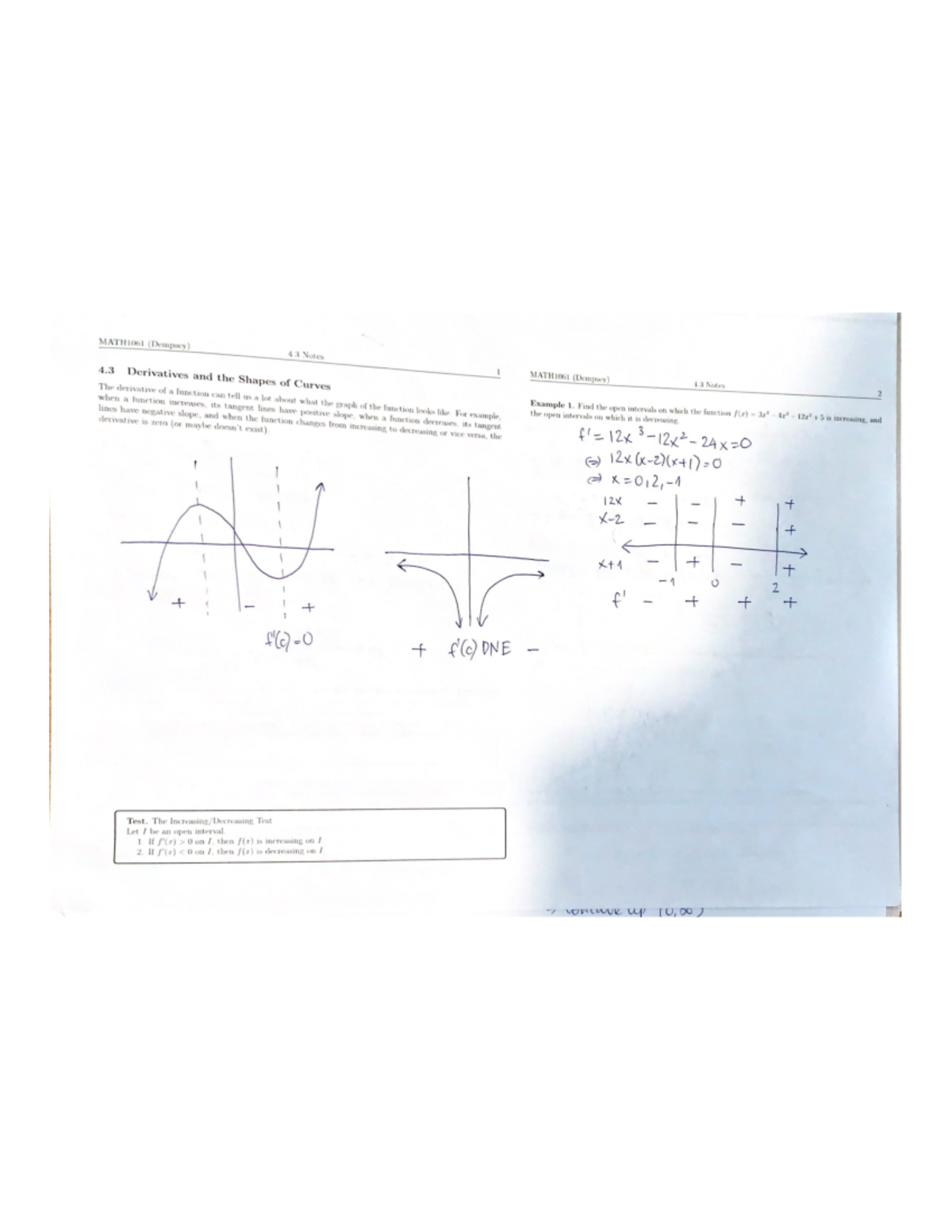 4.3 Derivatives and the Shapes of Curves - MATH1061 - Studocu