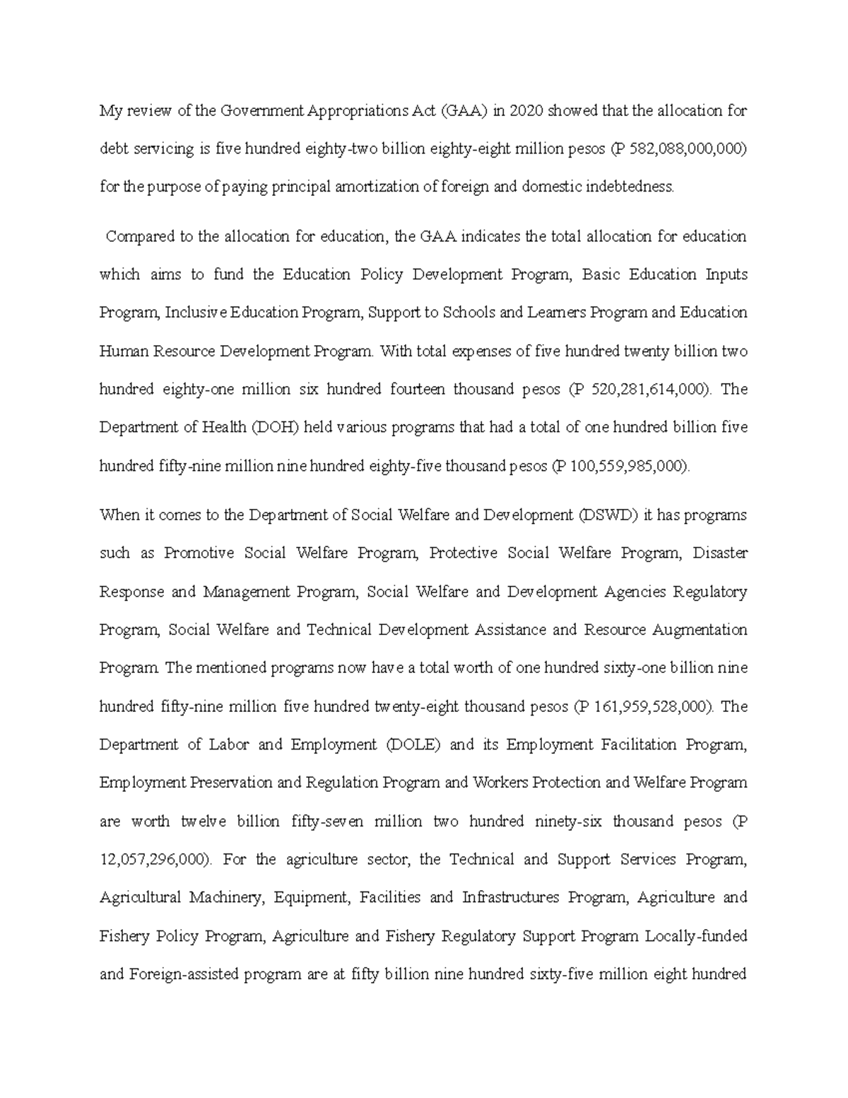 GAA review - ........ - My review of the Government Appropriations Act ...