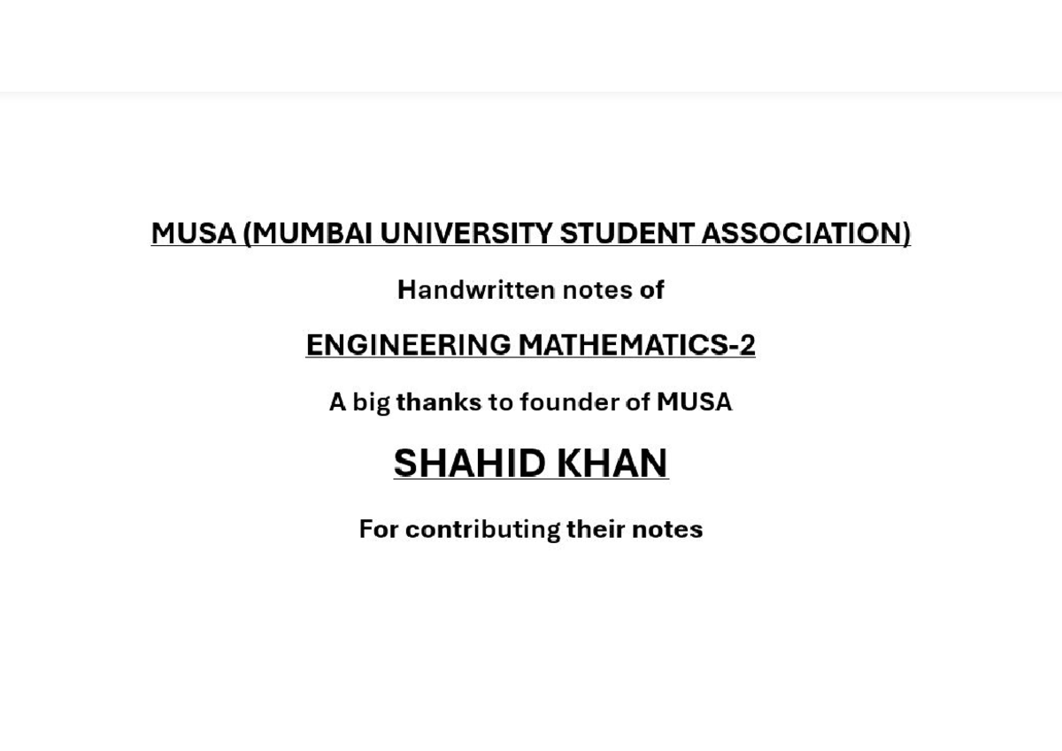 M2 Handwritten notes by(MUSA) - Applied Mathematics‐II - Studocu