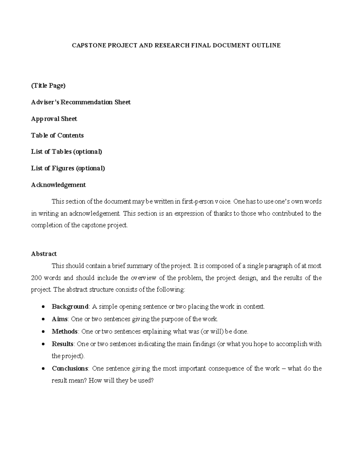 Capstone Project AND Research Final Document Outline - CAPSTONE PROJECT ...