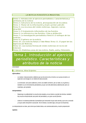 LA Noticia Periodistica - LA NOTICIA PERIODISTICA TEMA 1: CONCEPTO DE ...