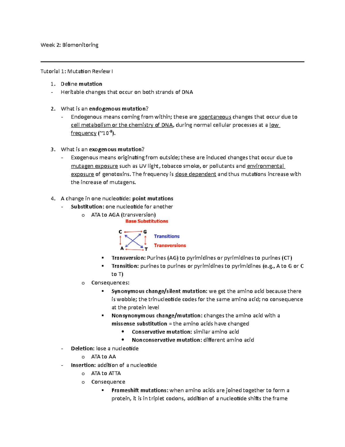 3594 week 2 - lecture notes - Week 2: Biomonitoring Tutorial 1 ...