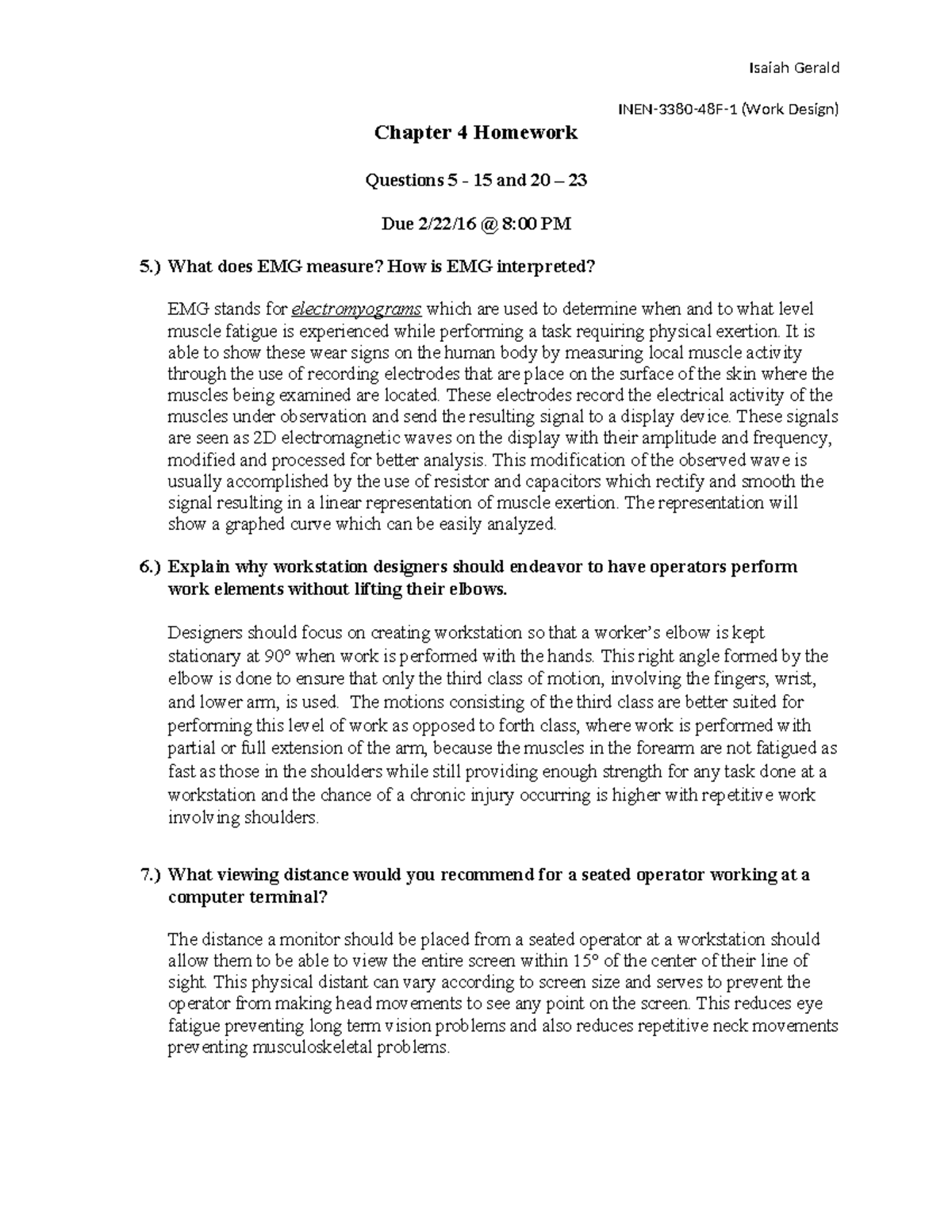 Chapter 4 Homework - Detailed answers to questions based around work ...