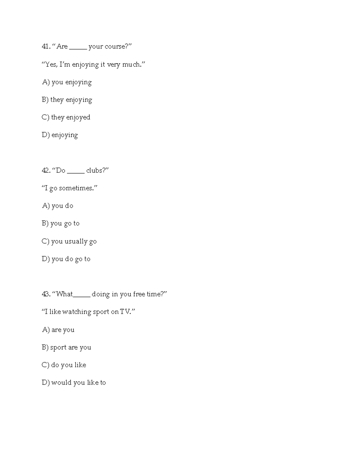 GT 51 - Grammar Test: GBA EPT Reviewer 51 - “Are _____ your course ...