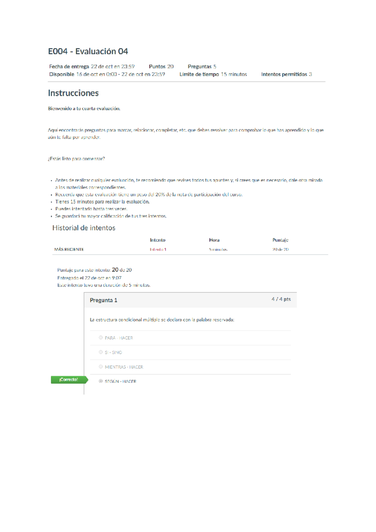 E004 - Evaluación 04 - completo - Principios de algoritmos - Studocu