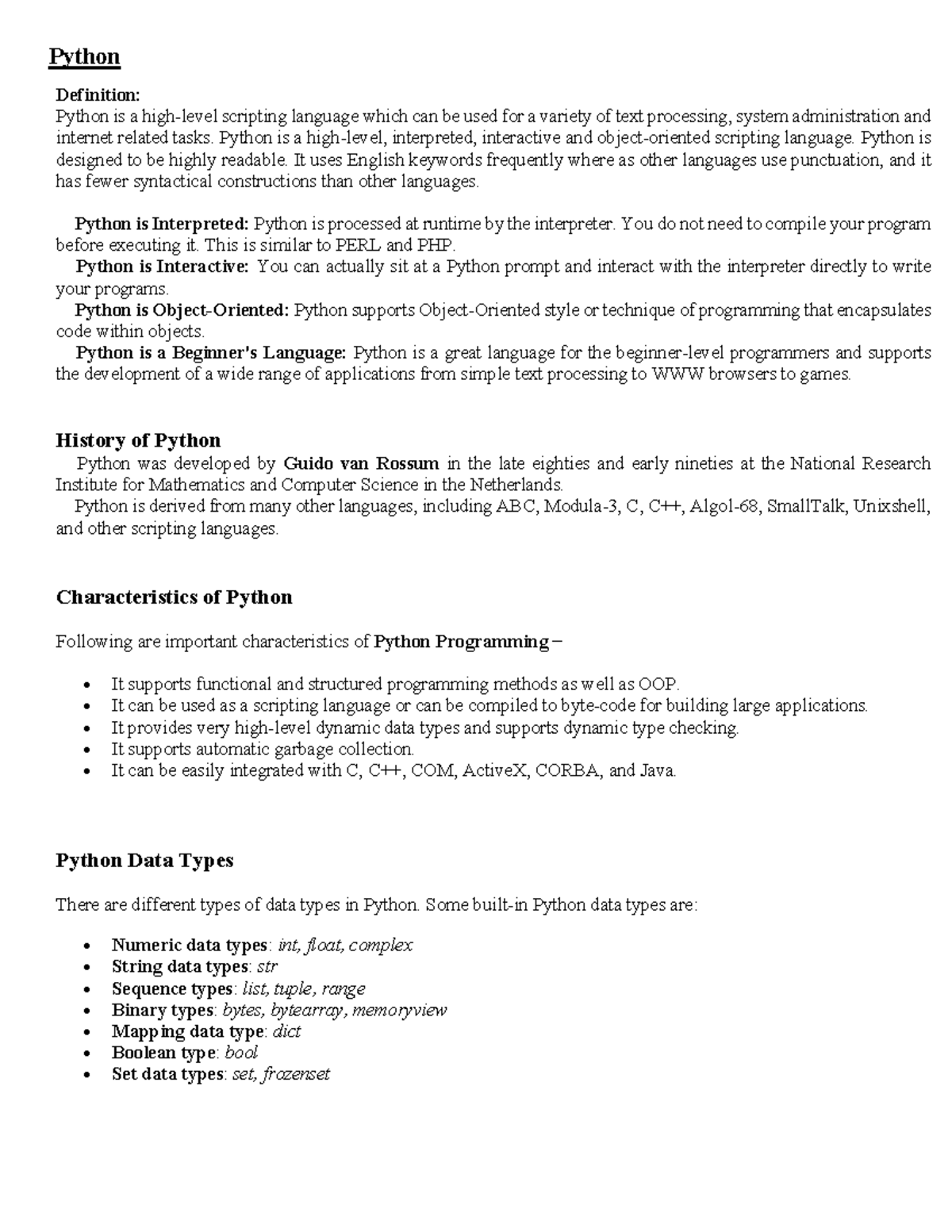 Python Part 1 Python Definition Python Is A High Level Scripting 3011