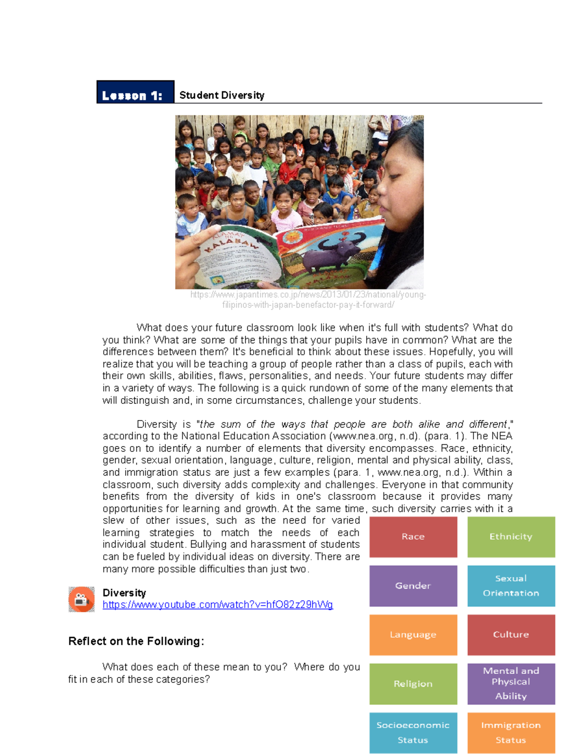 Student Diversity - Lesson 1: Student Diversity japantimes.co/news/2013 ...