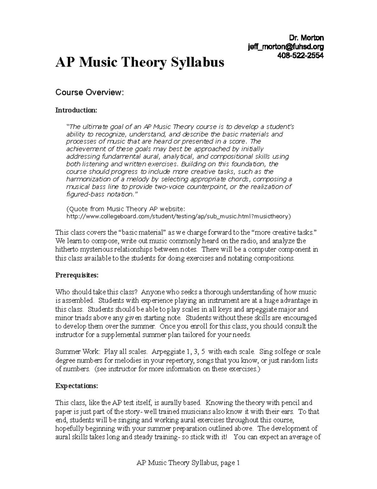 AP Music Theory Syllabus for class aug 17 2022 - $3 0XVLF 7KHRU\ 6 ...