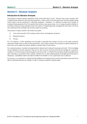 CMA 2020 PART 1 Chapter 5- Internal Controls - Section E – Internal ...
