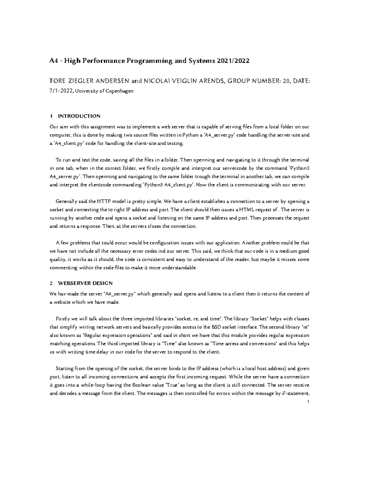 High Performance Programmering Og Systemer A4 A4 High Performance 