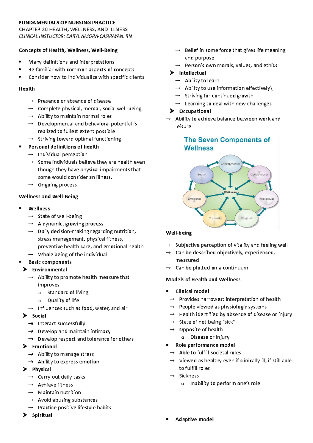 FON- Chapter-20 - FON- Chapter-20 - CHAPTER 20 HEALTH, WELLNESS, AND ...