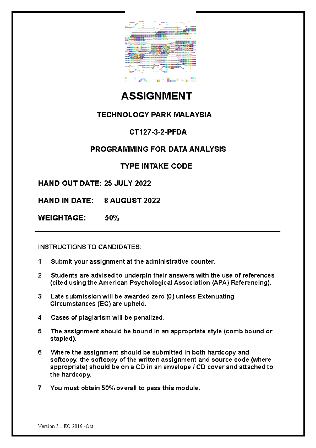 5. APU Assignment Cover - ASSIGNMENT TECHNOLOGY PARK MALAYSIA CT127-3-2 ...
