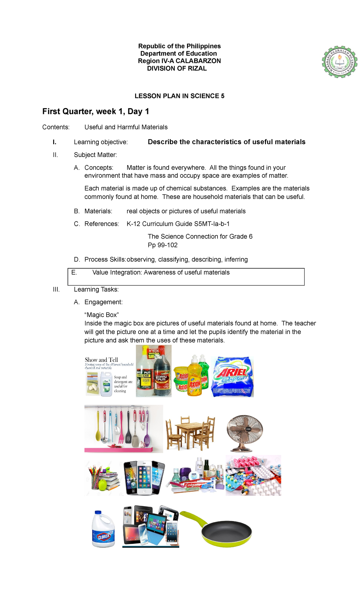 314758043 Grade 5 Science Lesson Plan Compilation docx - Republic of ...