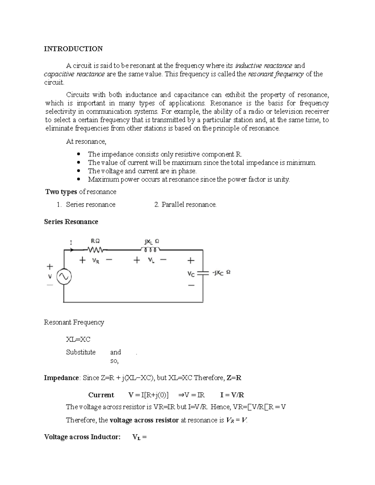 Resonance-IM2 - Study well - INTRODUCTION A circuit is said to be ...