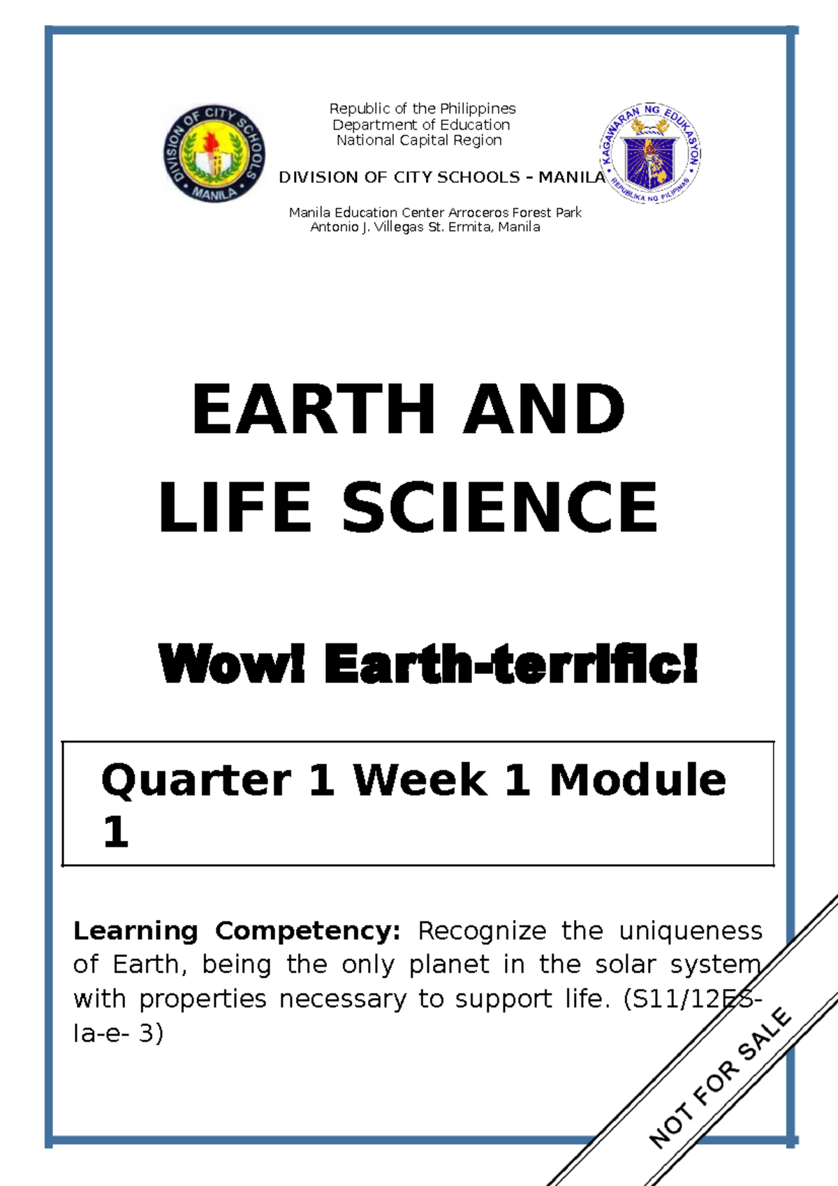 ELS wk1 module 1 - hehe - Republic of the Philippines Department of ...