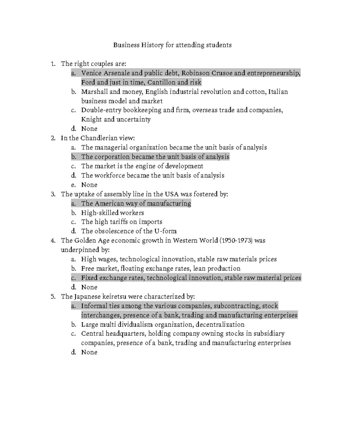 Business History Mock Exam (with Answers).docx - Business History for ...