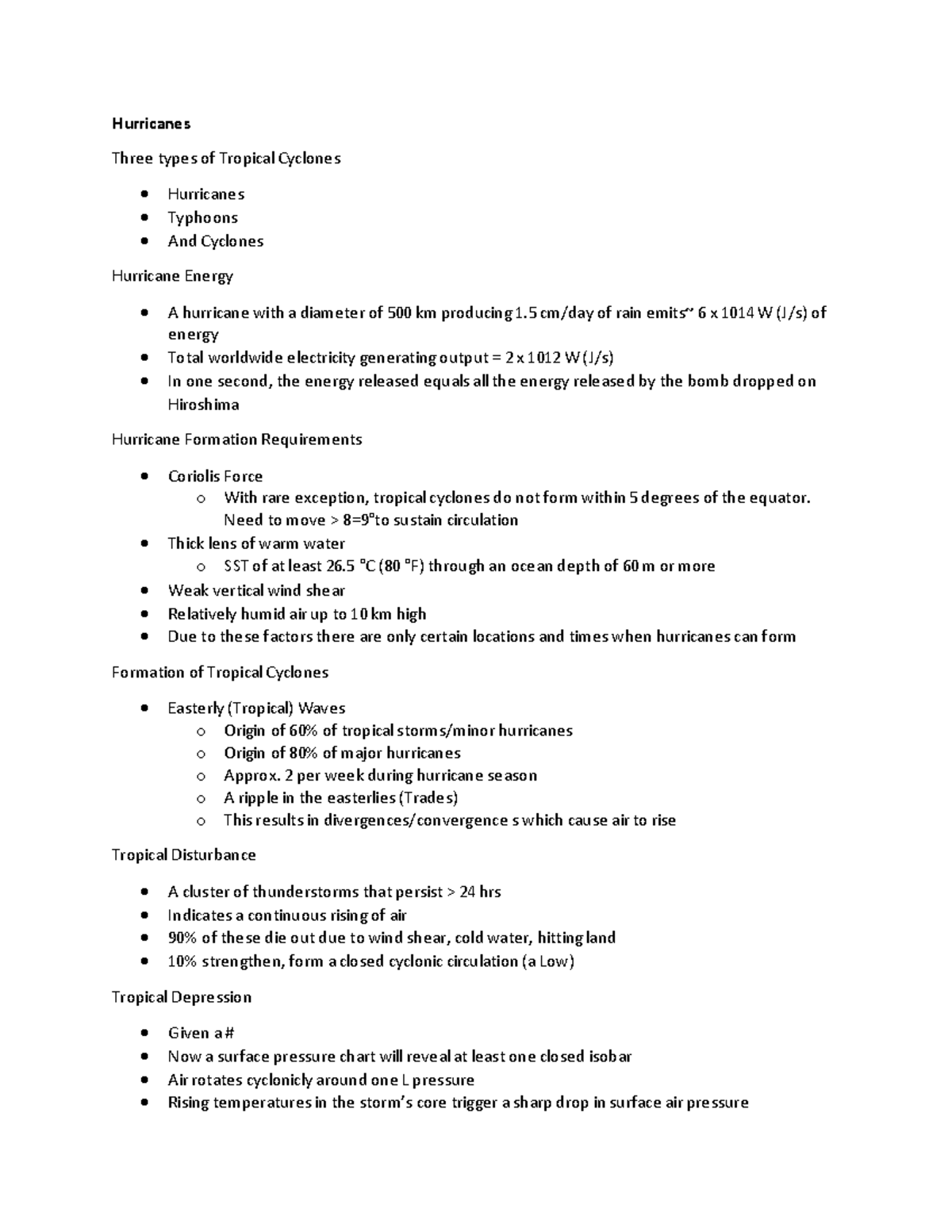 Hurricanes - This lecture covered the formation and different types of ...