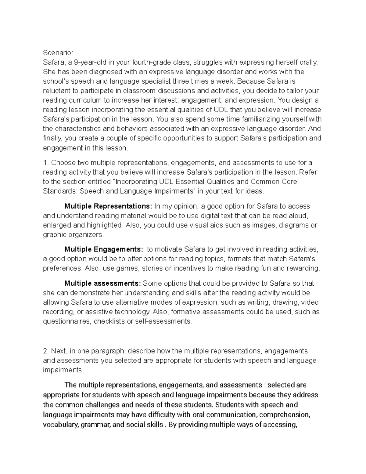 Chapter 4 Scenario Grades 4-6 Speech and Language Impairment - Scenario ...