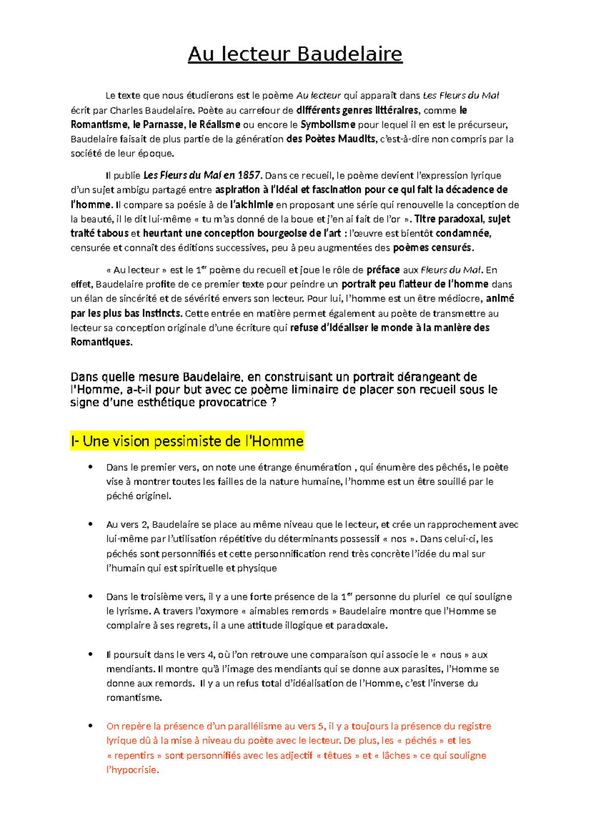 Au lecteur Baudelaire - Poète au carrefour de différents genres ...