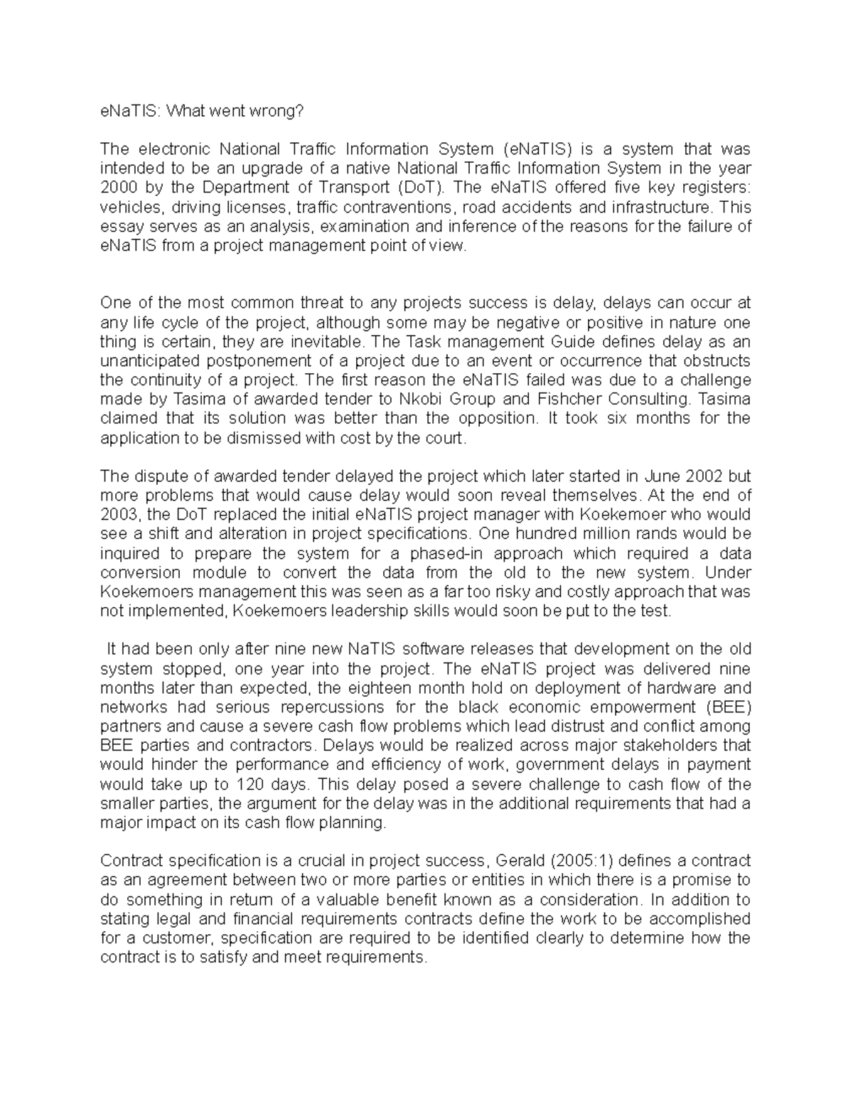 What Went Wrong - Lecture notes 1 - 15 - eNaTIS: What went wrong? The ...