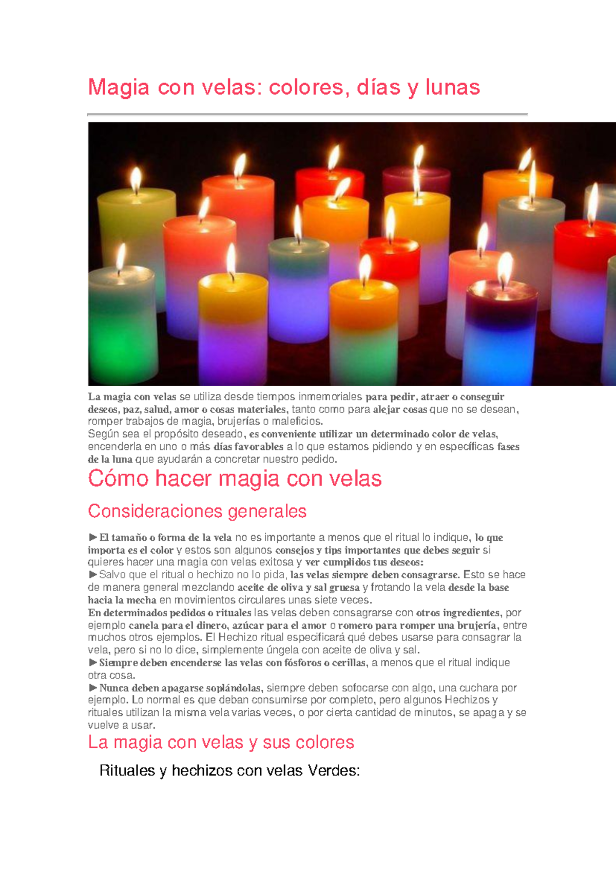 432239502 magia con las velas - Magia con velas: colores, días y lunas La magia con velas se ...