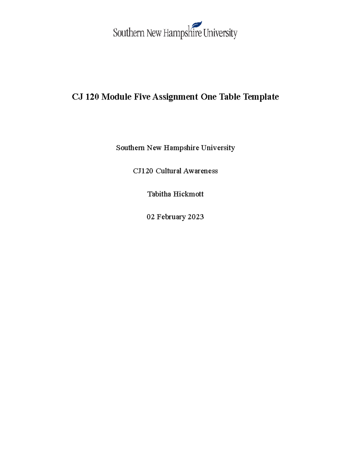 Mod Five Assignment CJ120 Hickmott 020223 - CJ 120 Module Five ...