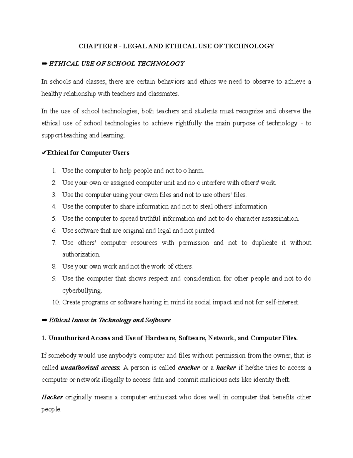 Chapter 8 - LEG-WPS Office - CHAPTER 8 - LEGAL AND ETHICAL USE OF ...
